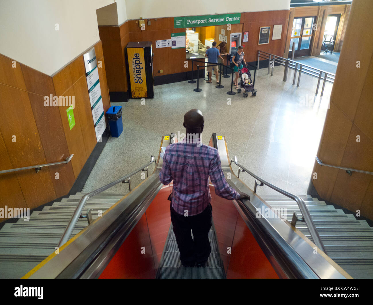 Brooklyn Public Library escalator Stock Photo - Alamy