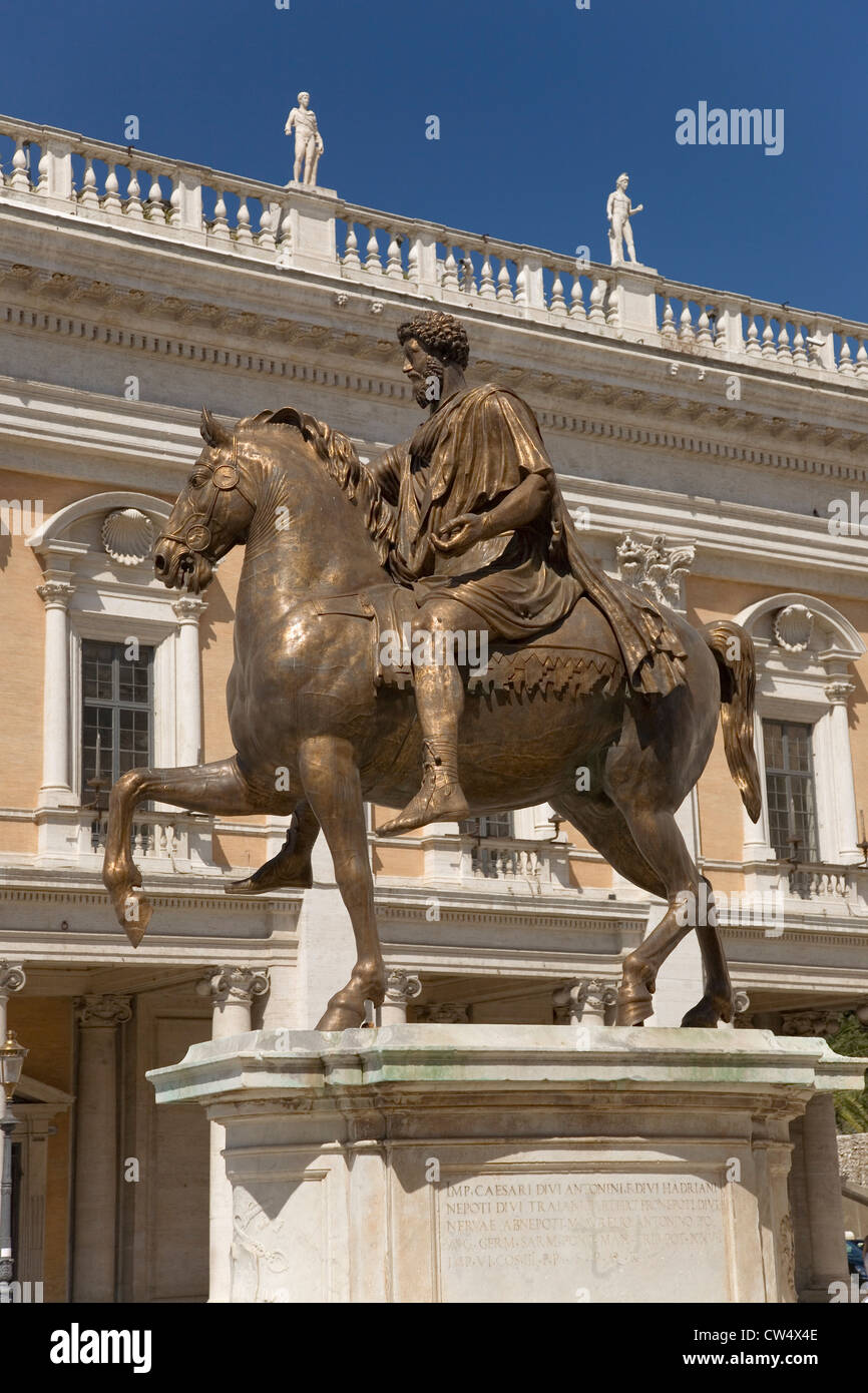 Imperial Roman Equestrian Statue Marcus Aurelius in front Senatorio ...