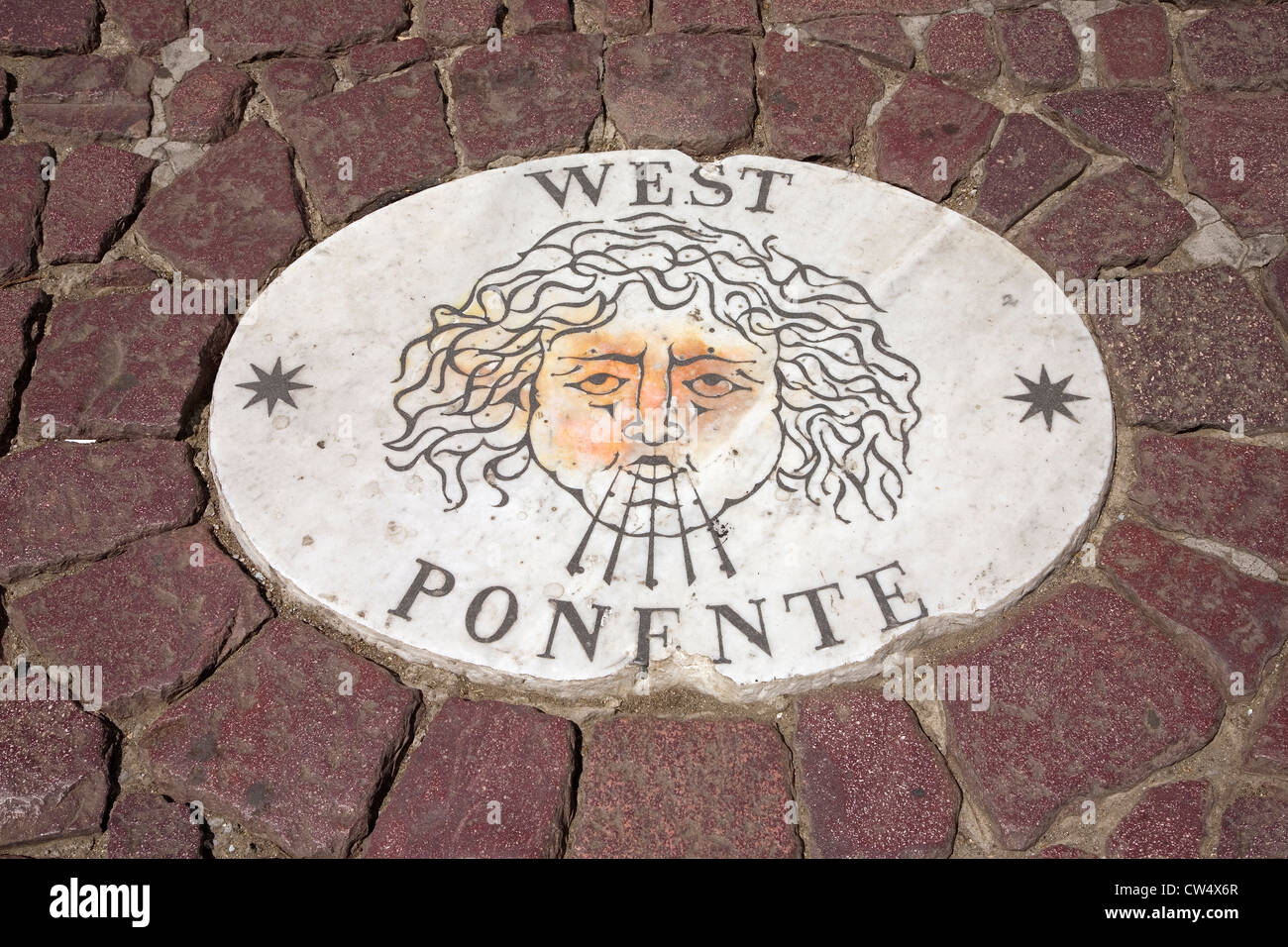 Symbol for ''West Ponente'' who blows winds from west in St Peter's ...