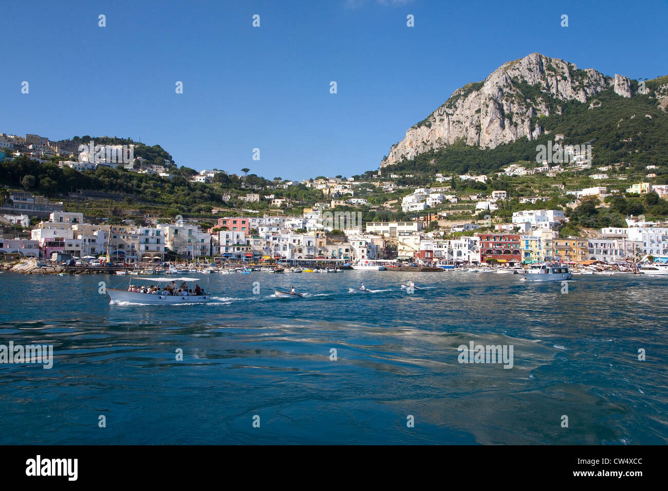 Marina Grande Harbor in City Capri an Italian island off Sorrentine ...