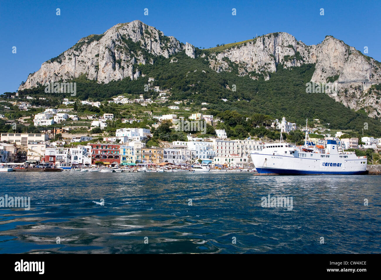 Marina Grande Harbor in City Capri an Italian island off Sorrentine ...