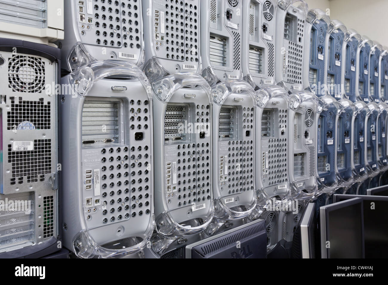 Outdated corporate computer equipment slated for recycling Stock Photo ...