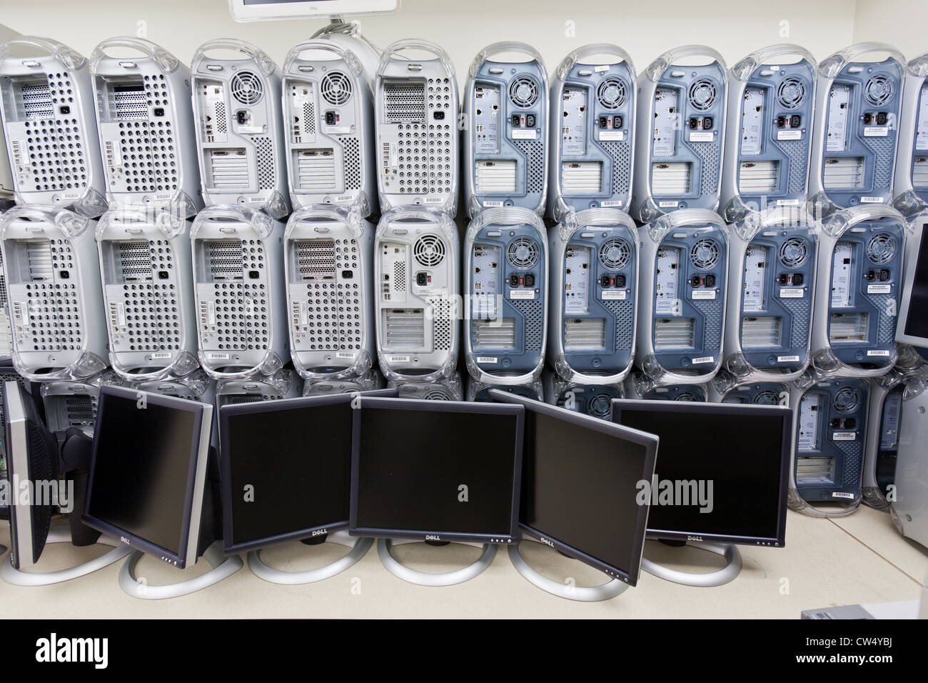 Outdated corporate computer equipment slated for recycling Stock Photo ...