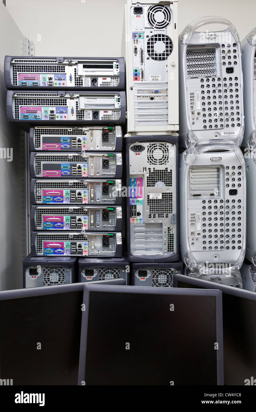 Outdated corporate computer equipment slated for recycling Stock Photo ...