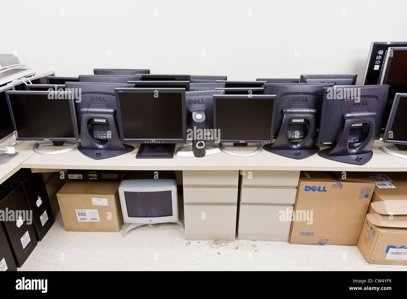 Outdated computer monitors slated for recycling Stock Photo - Alamy