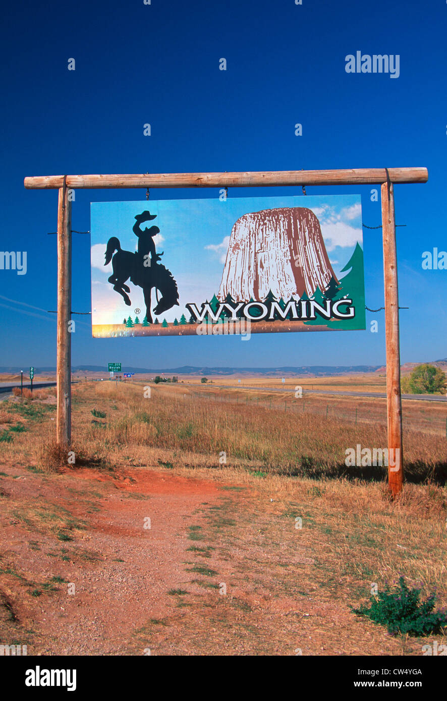 Welcome to Wyoming Sign Stock Photo - Alamy