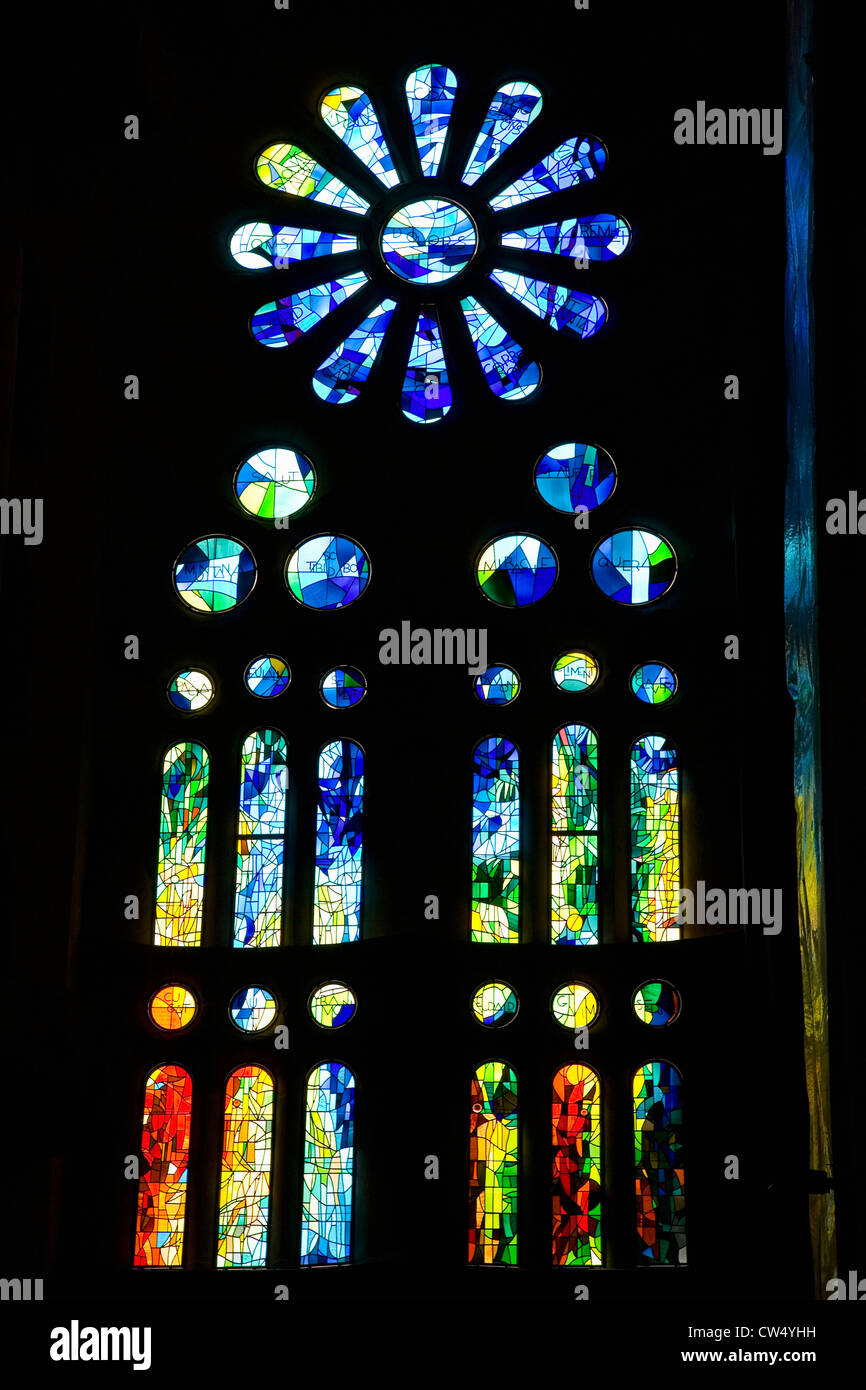 Stain glass Sagrada Familia Holy Family Church by architect Antoni ...