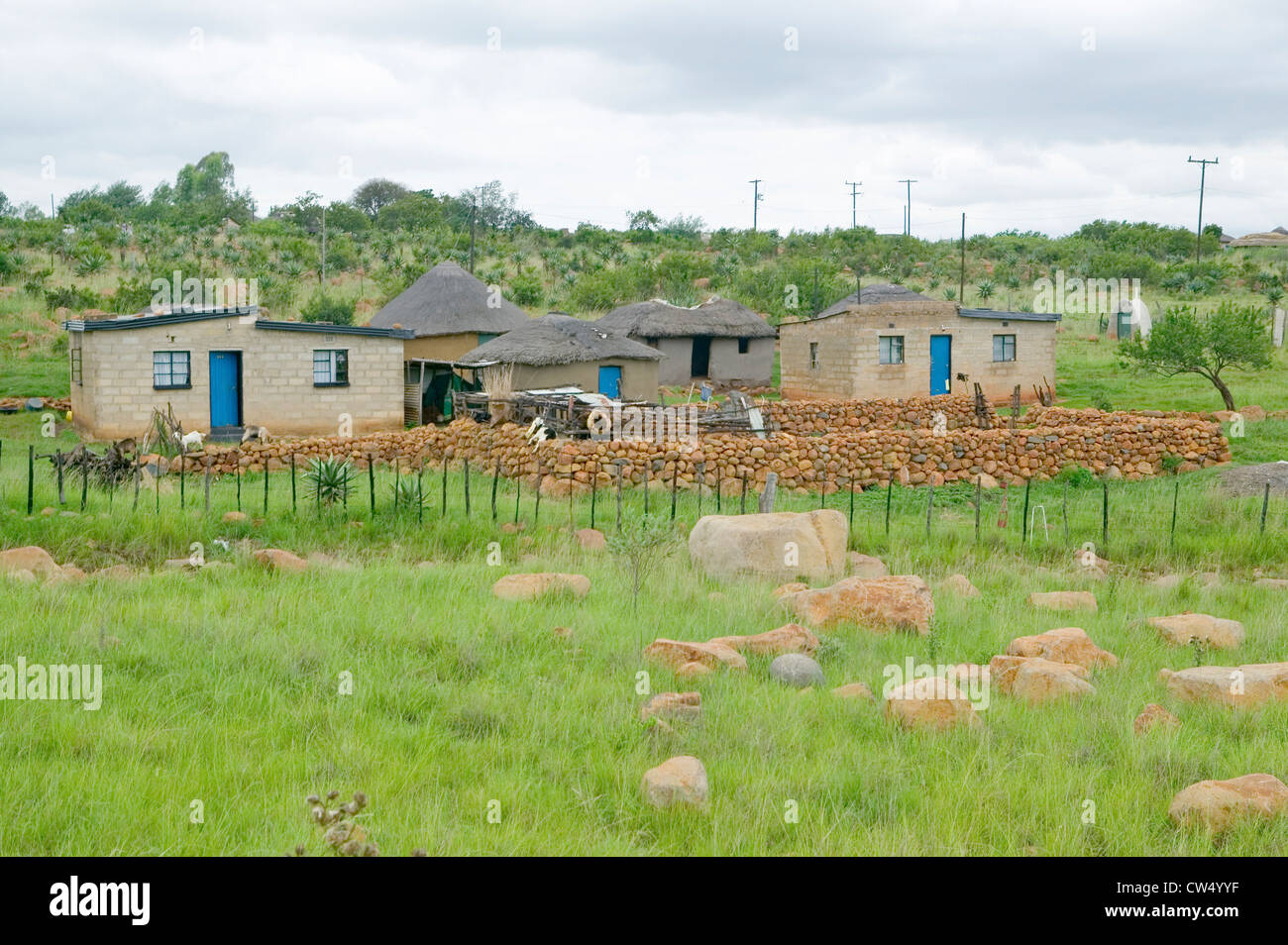 Village houses in countryside of Zululand, South Africa Stock Photo - Alamy