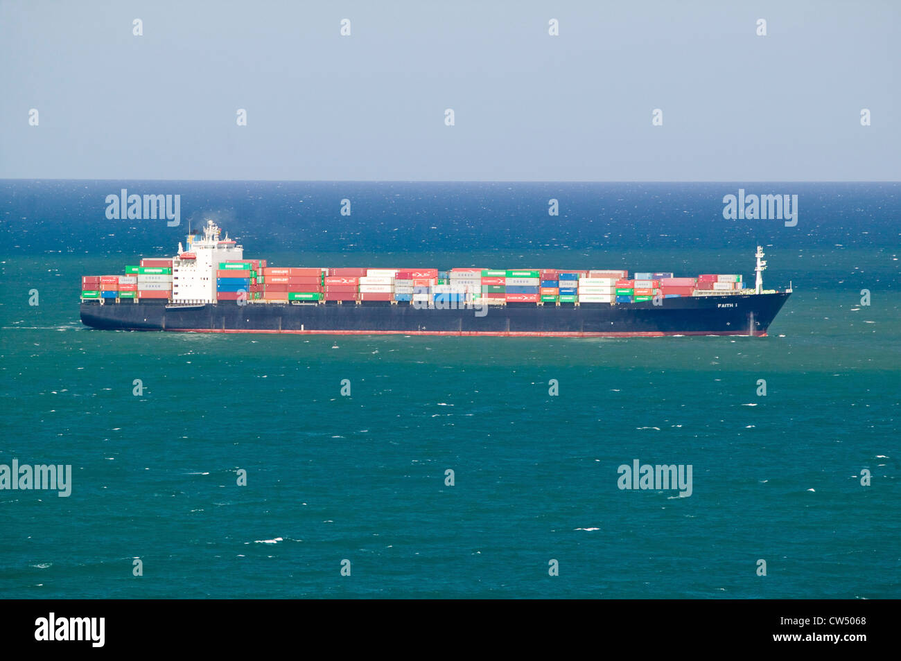 Large cargo ship bringing cargo containers to Durban, South Africa on ...