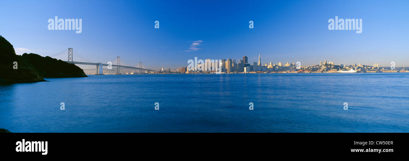 Bay Bridge & San Francisco from Treasure Island, Sunrise, California ...