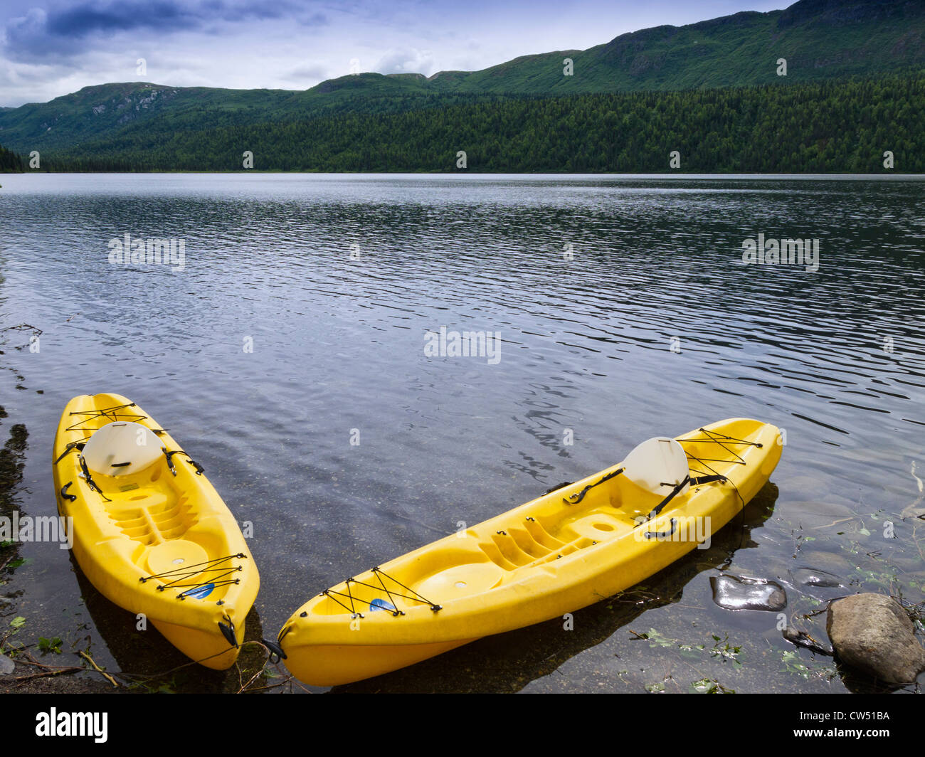 USA, Alaska, Kayaks on Byers Lake Stock Photo - Alamy