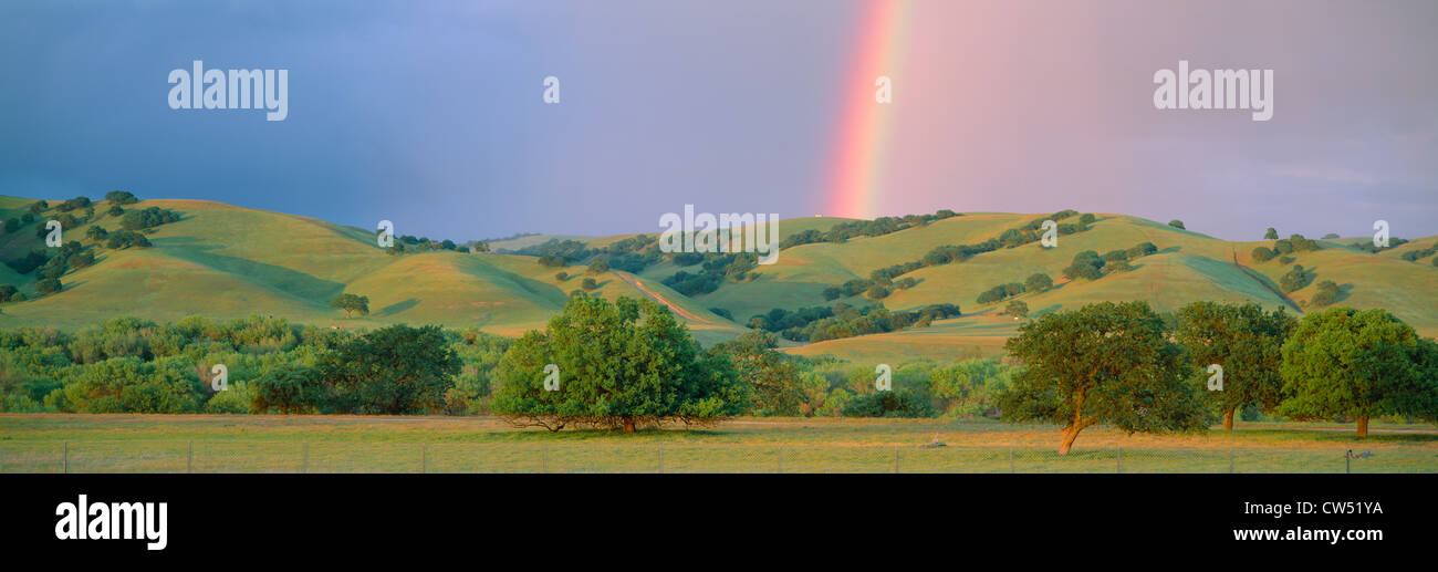 Rainbow and rolling hills in central California Stock Photo - Alamy