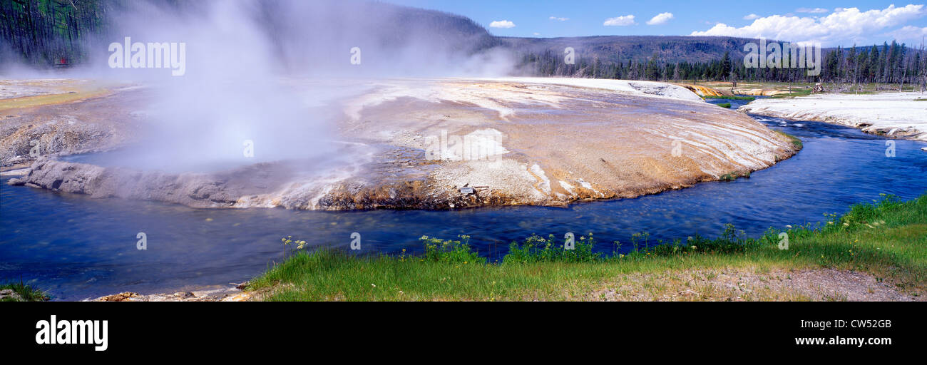 Black Sand Basin and geyser in Yellowstone, Montana Stock Photo - Alamy