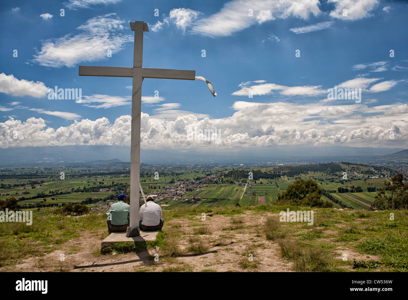View from top of the Spiral Pyramid - Xochitecatl archaeological site ...