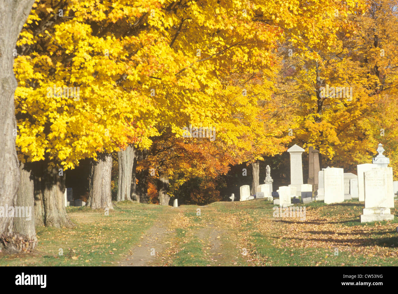 Cemetery in autumn, VT Stock Photo - Alamy