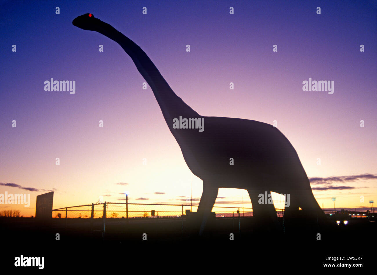 Silhouette of statue of brontosaurus hi-res stock photography and ...
