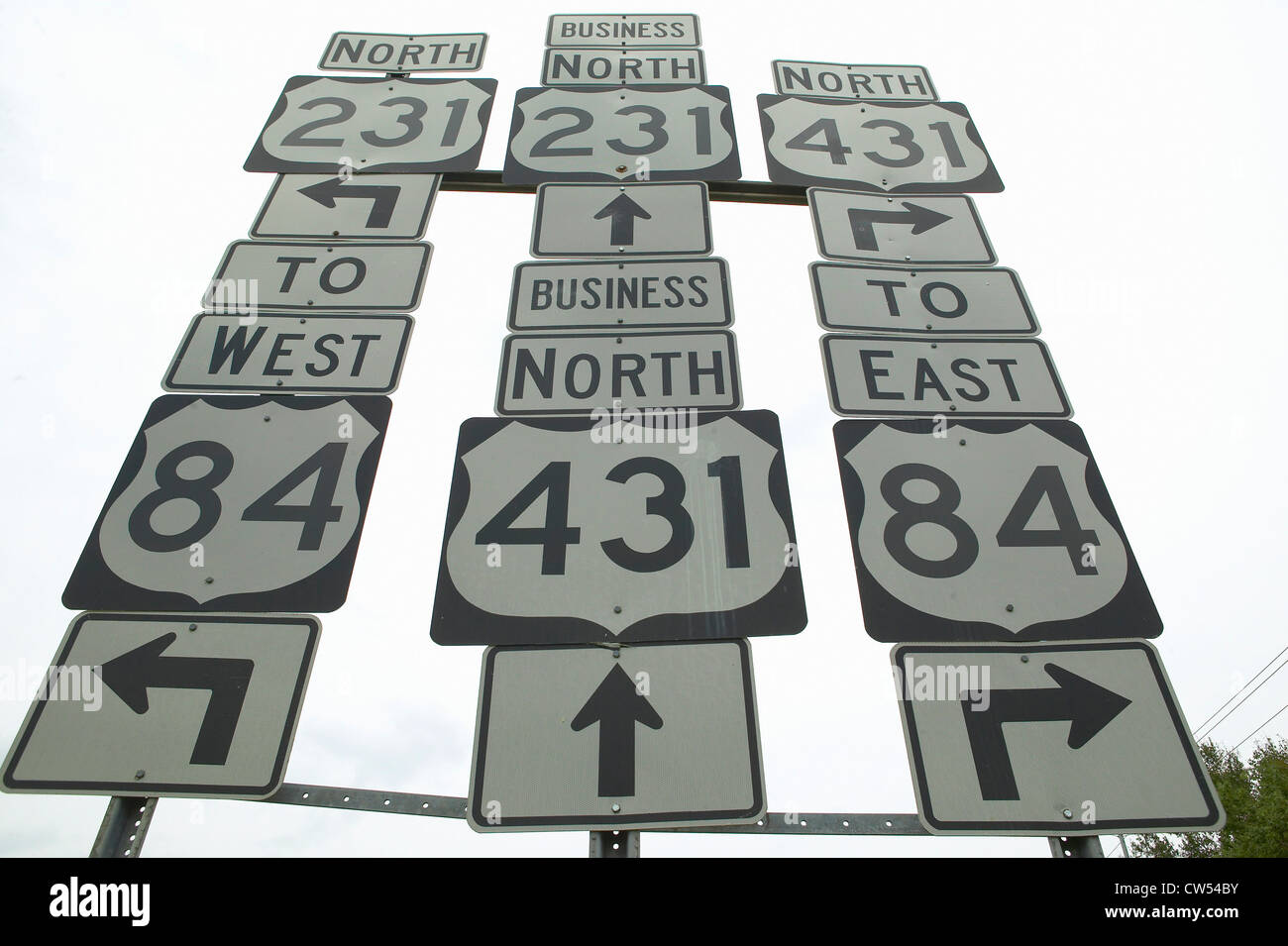 State highway signs pointing in all directions in Southeast USA Stock ...