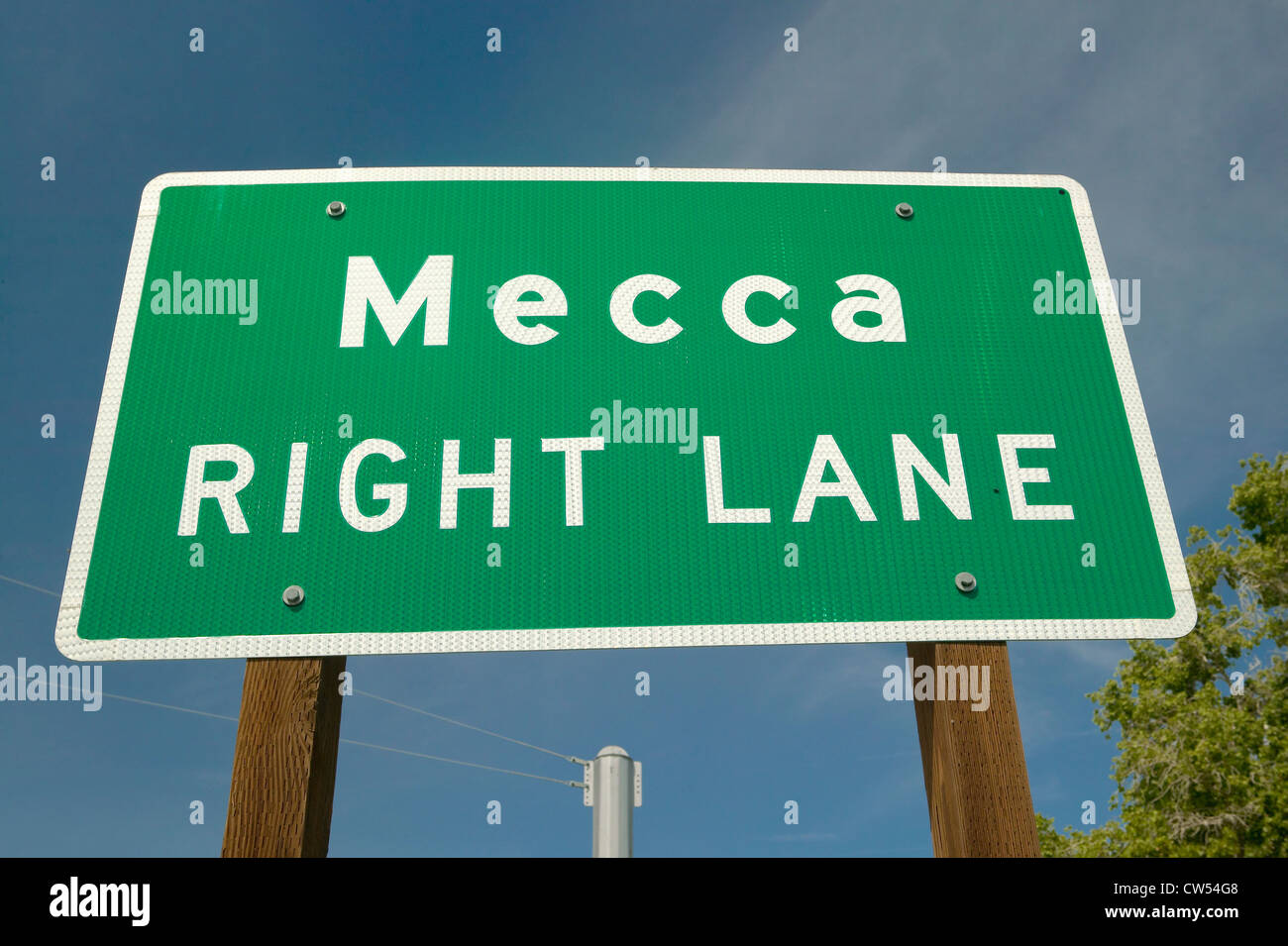 A road sign announcing you are in ?Mecca,? CA Stock Photo - Alamy