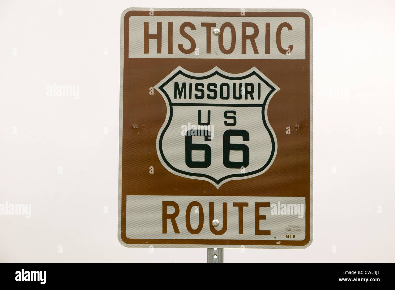 Historic Route 66 road sign in Missouri along Route 44, Crawford County ...