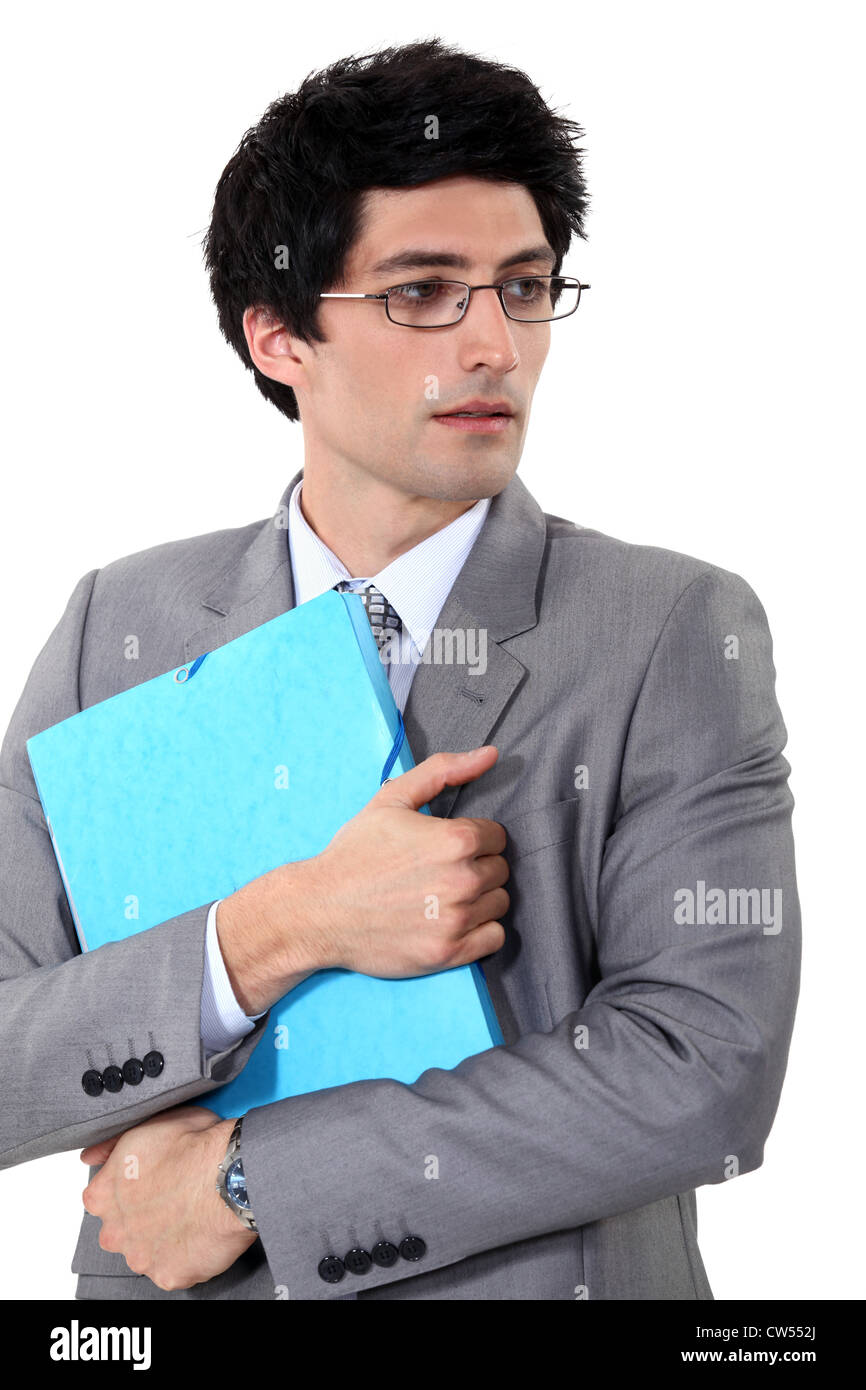 Businessman holding a folder Stock Photo - Alamy