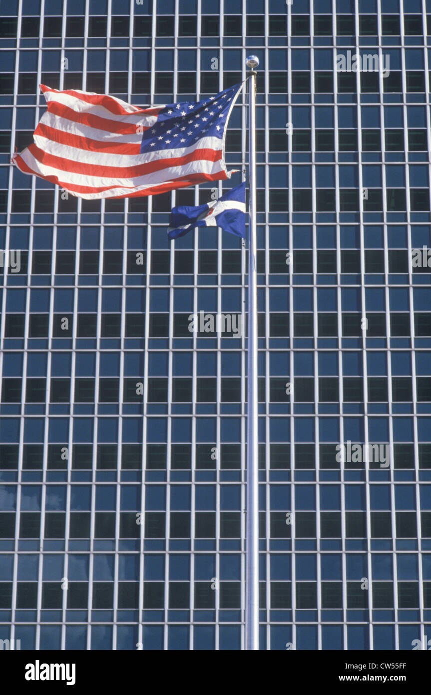 American Flag Flying in front of Office Building, Indianapolis, Indiana ...