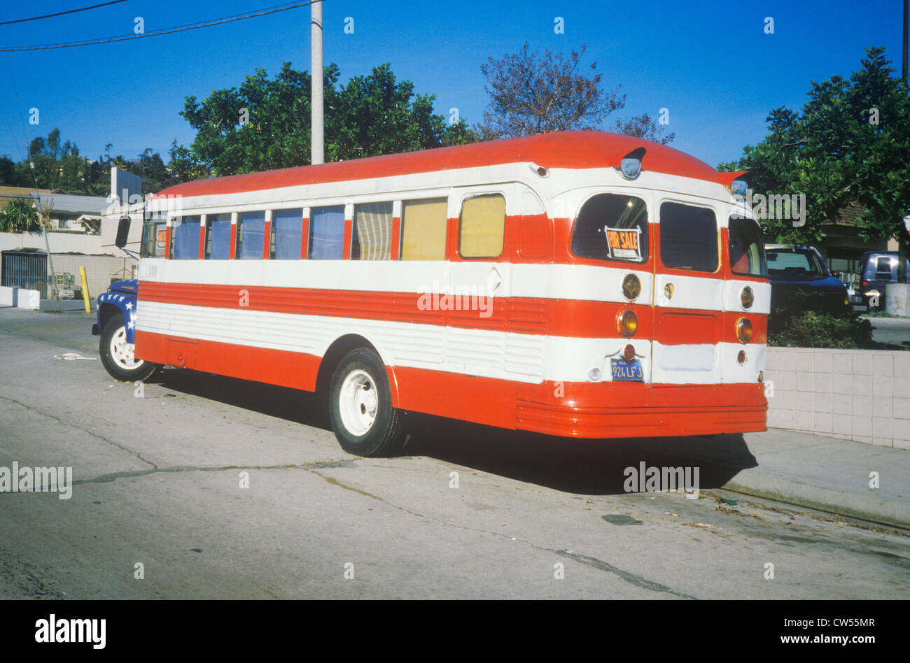 Bus Painted Like American Flag, Glendale, California Stock Photo - Alamy