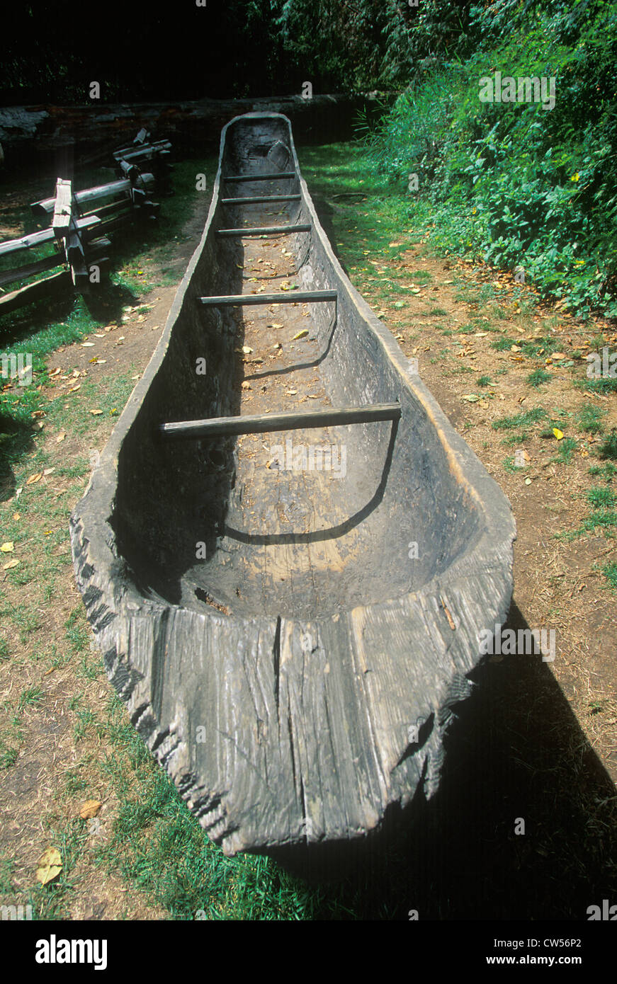 Replica of dugout canoe at the Lewis and Clark expedition headquarters ...