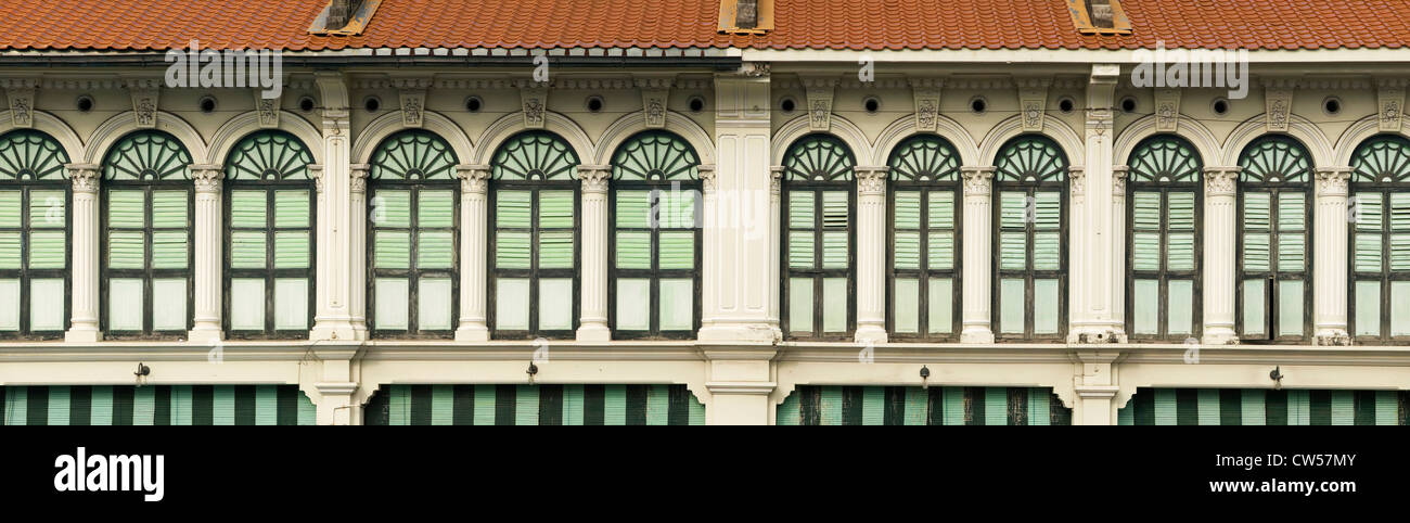 Malaysia, Penang, George Town, Panoramic image of row of heritage ...