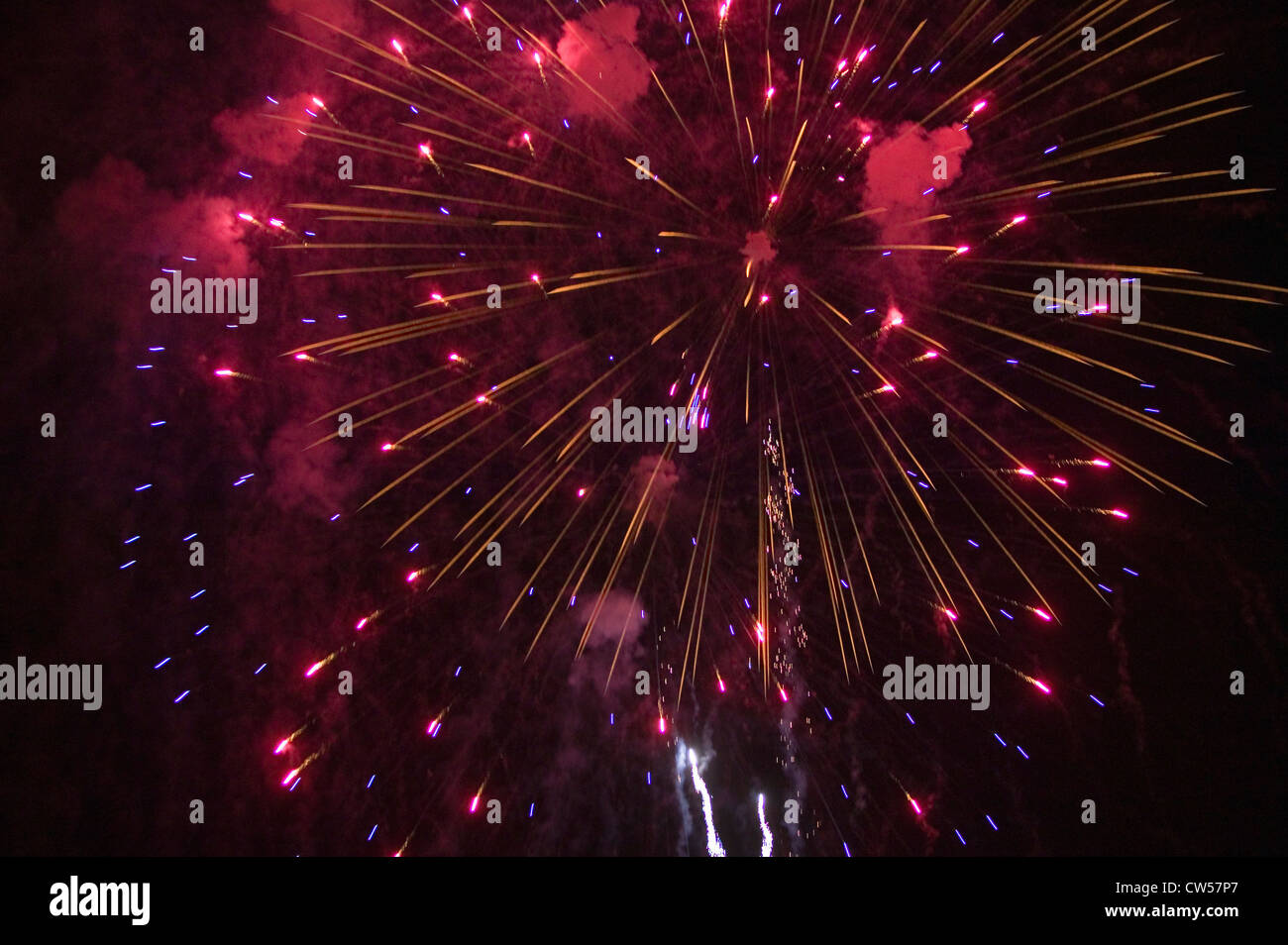 Fourth of July celebration with fireworks exploding, Independence Day ...