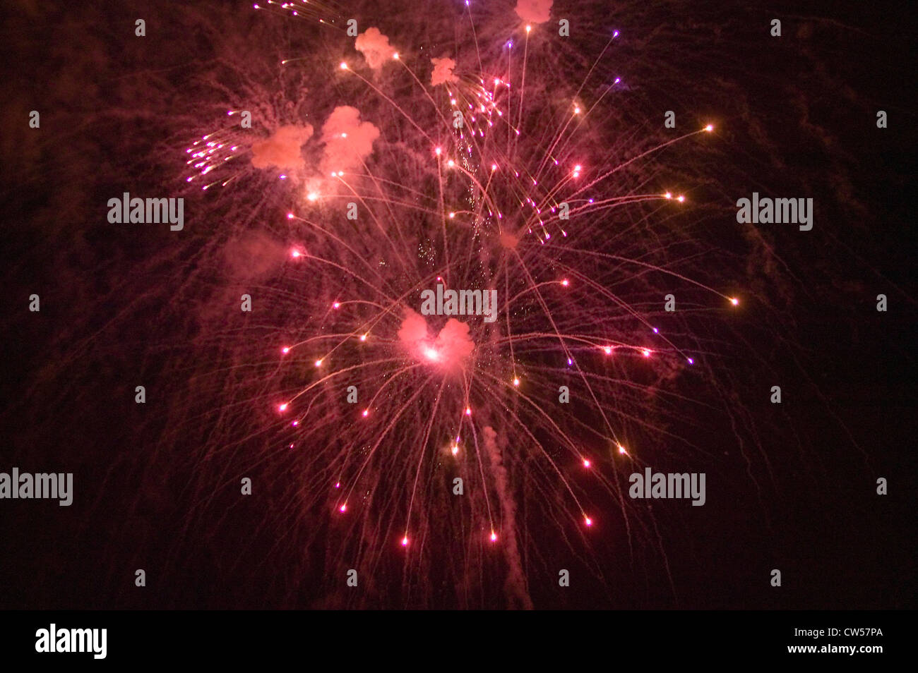 Fourth of July celebration with fireworks exploding, Independence Day ...