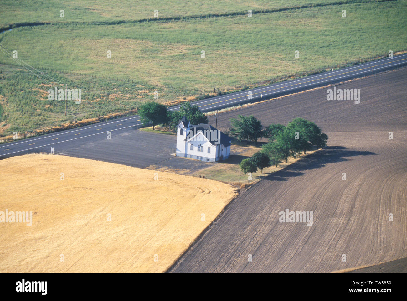 An aerial view of a church near Pullman Washington Stock Photo - Alamy