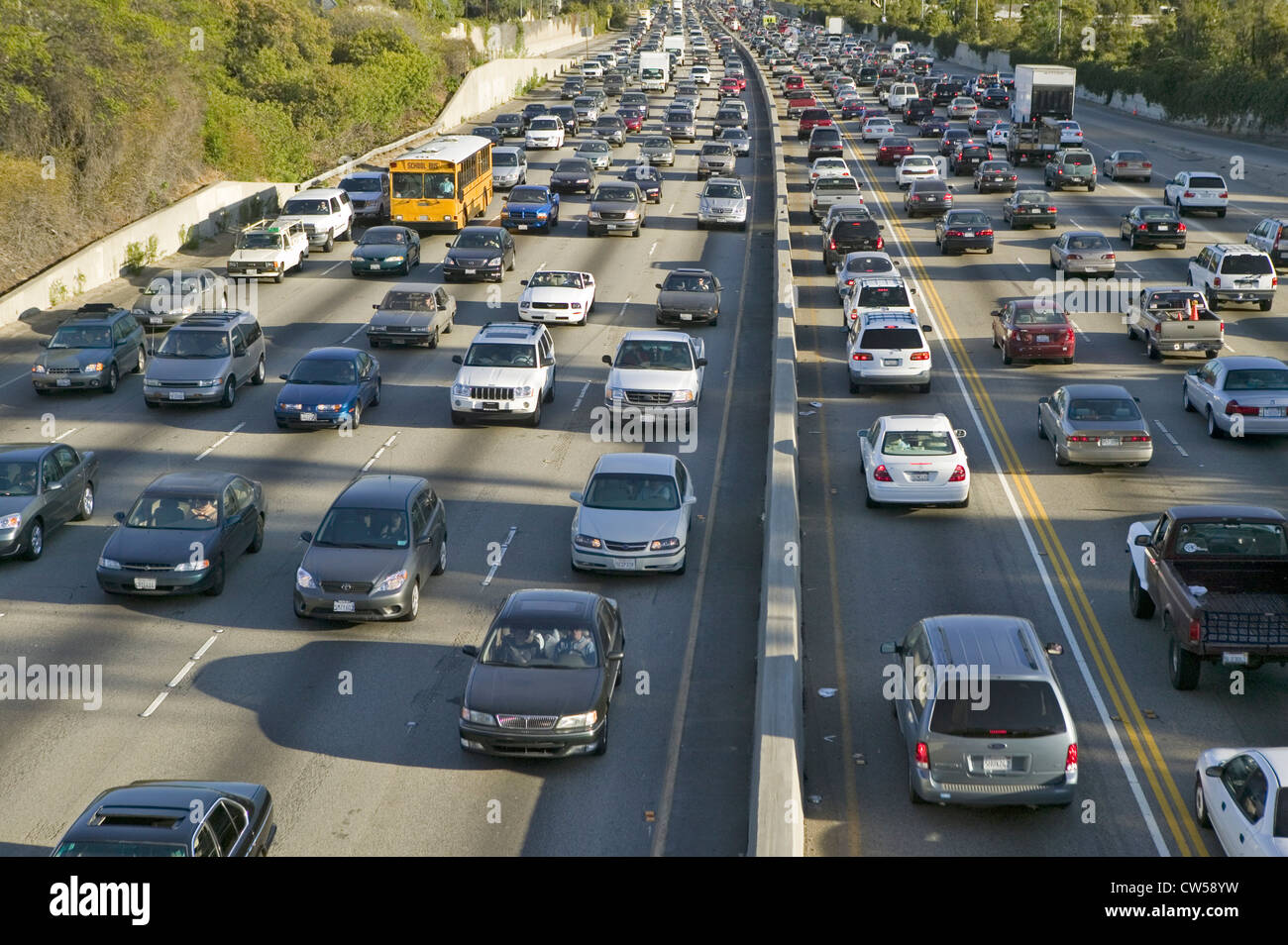 405 freeway near Sunset Blvd. at rush hour, Los Angeles, California ...