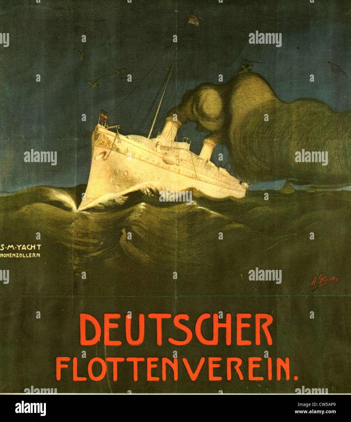 Propaganda poster for the association in favor of the German fleet ...