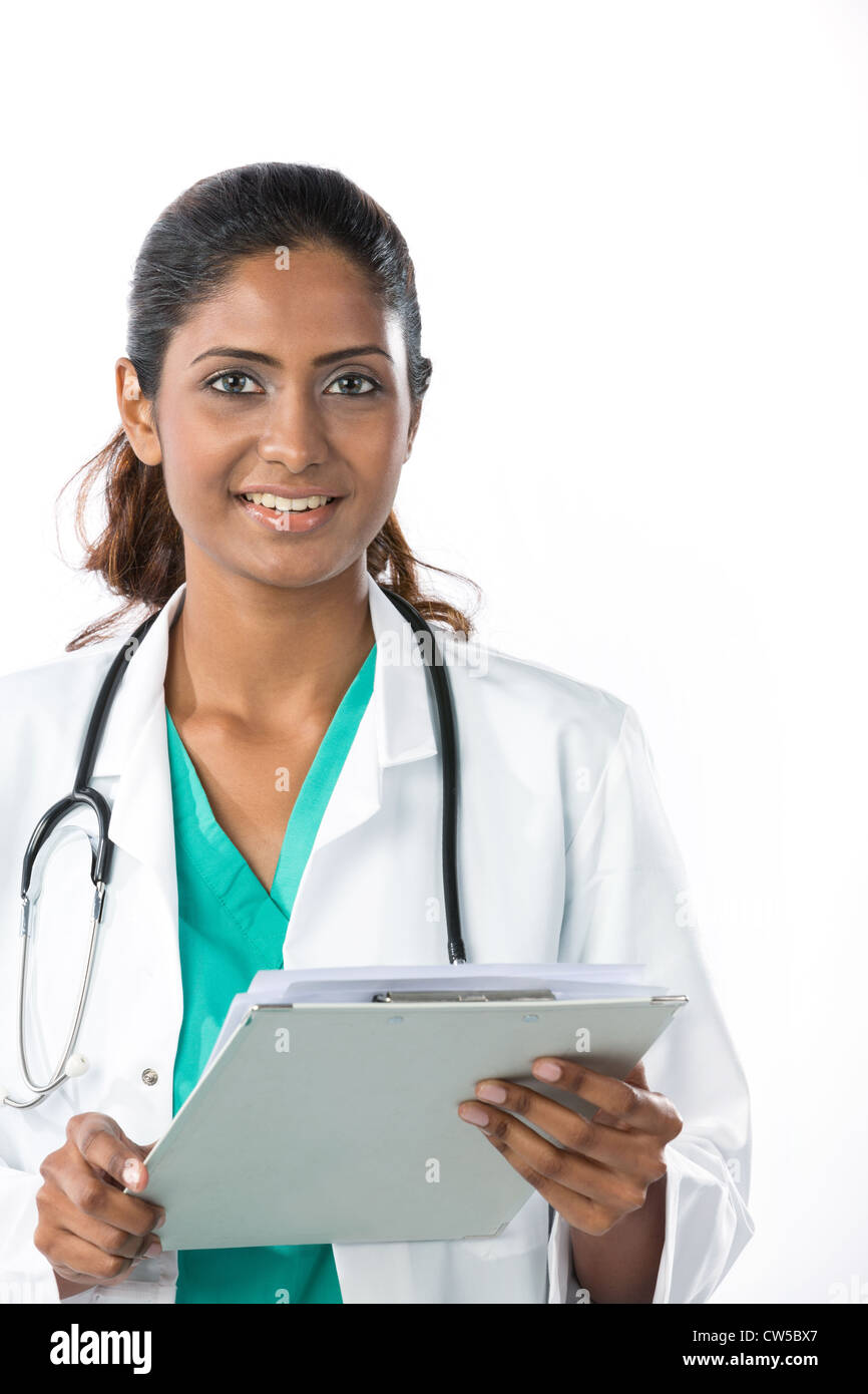 Portrait of a happy Female Indian Doctor Stock Photo - Alamy