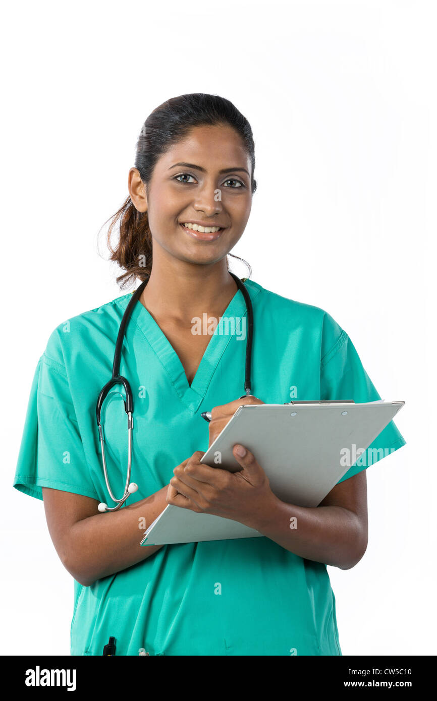 Portrait of a happy Female Indian Doctor Stock Photo - Alamy