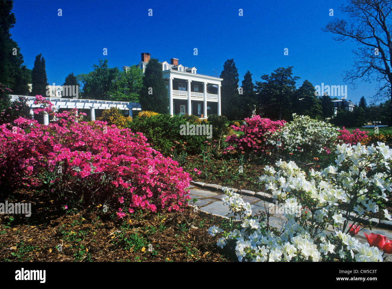 Spring view of house and garden, Chestertown, MD Stock Photo - Alamy