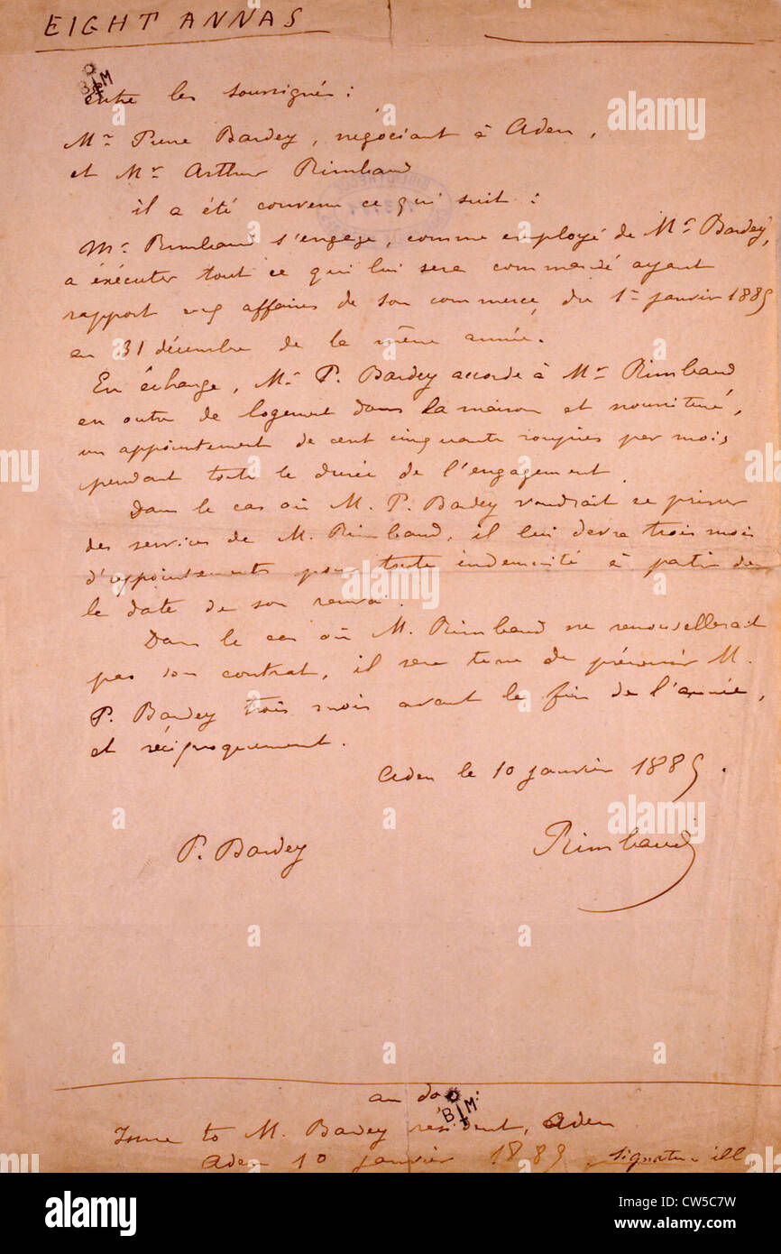 Handwritten letter by Arthur Rimbaud Stock Photo - Alamy