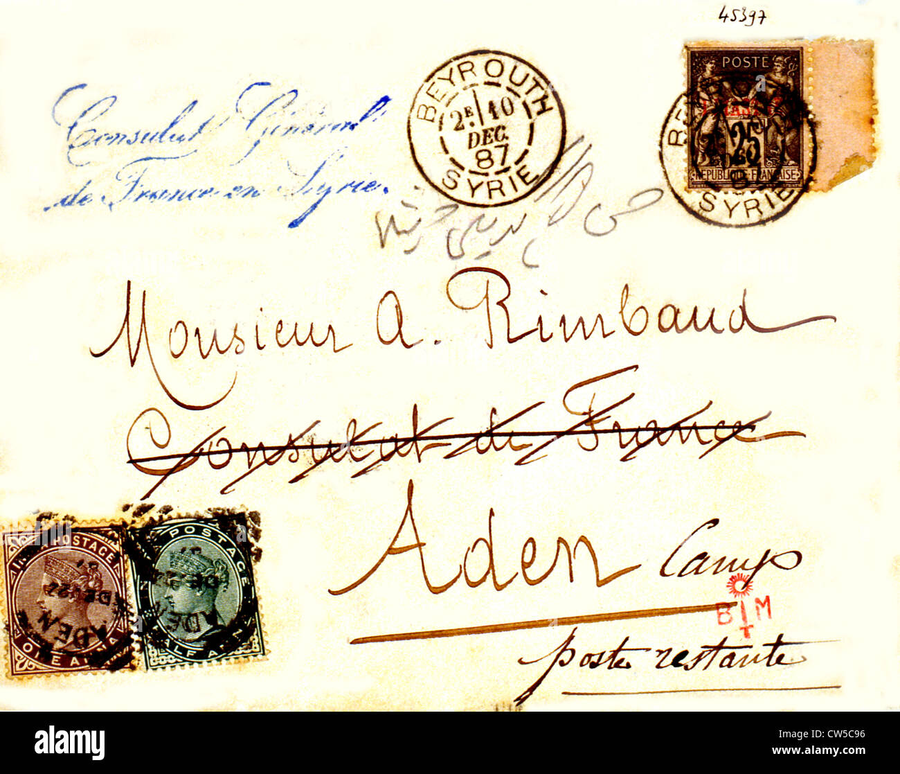 Handwritten letter sent to Arthur Rimbaud Stock Photo - Alamy
