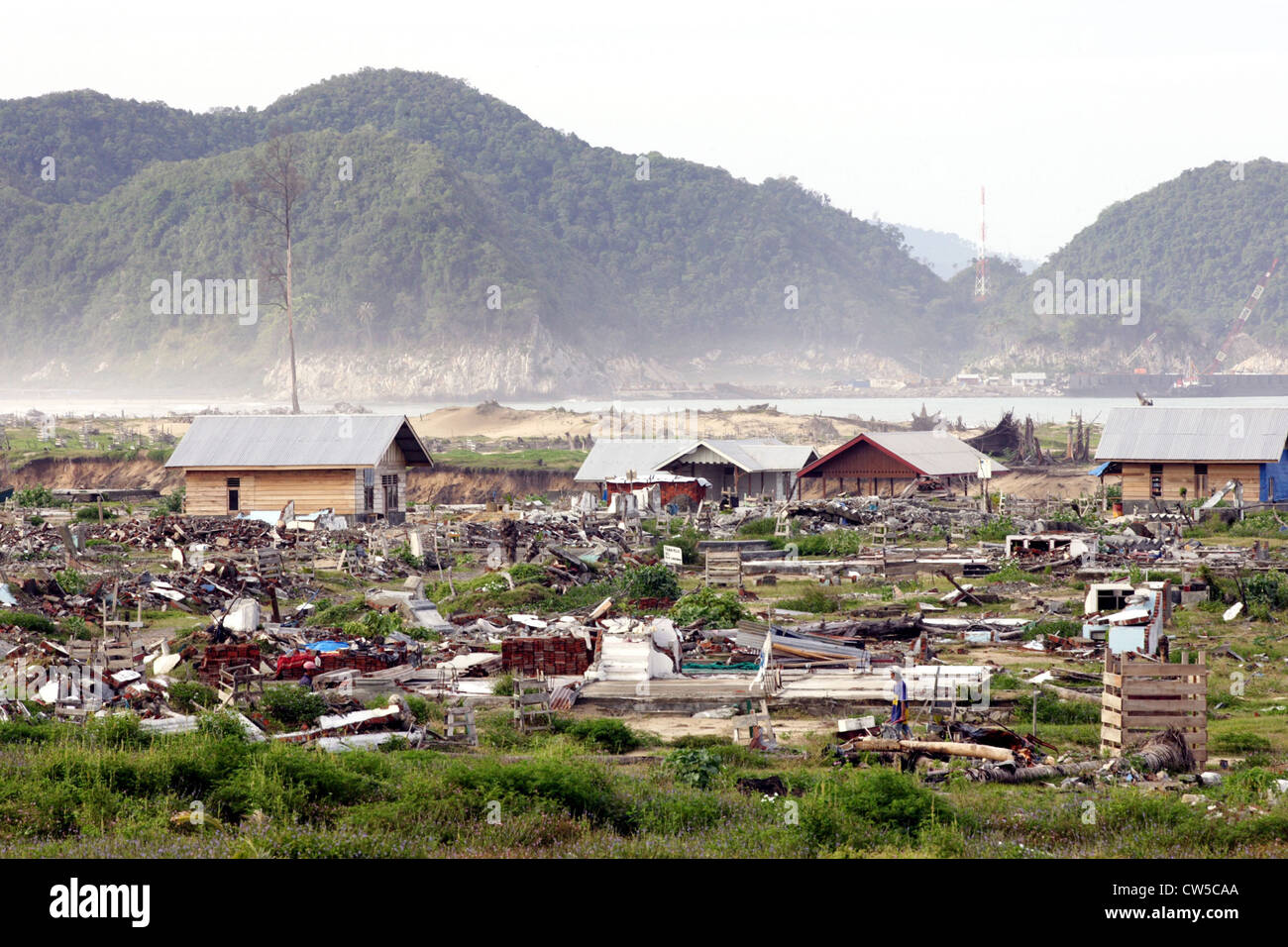 Reconstruction of the tsunami-devastated village Lhoknga Stock Photo ...