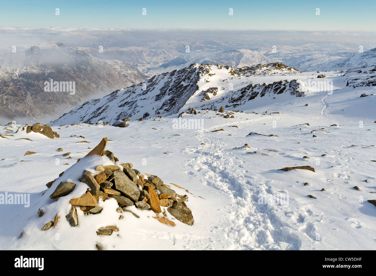 The Great Slab & Langdale from Bowfell Stock Photo - Alamy