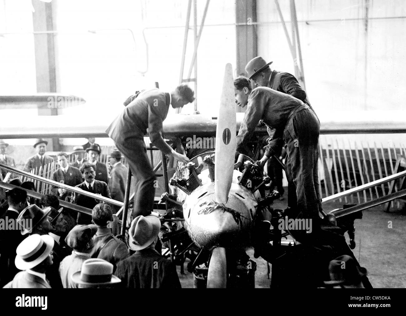 Charles Lindbergh. Atlantic crossing. Lindbergh near the propeller of ...