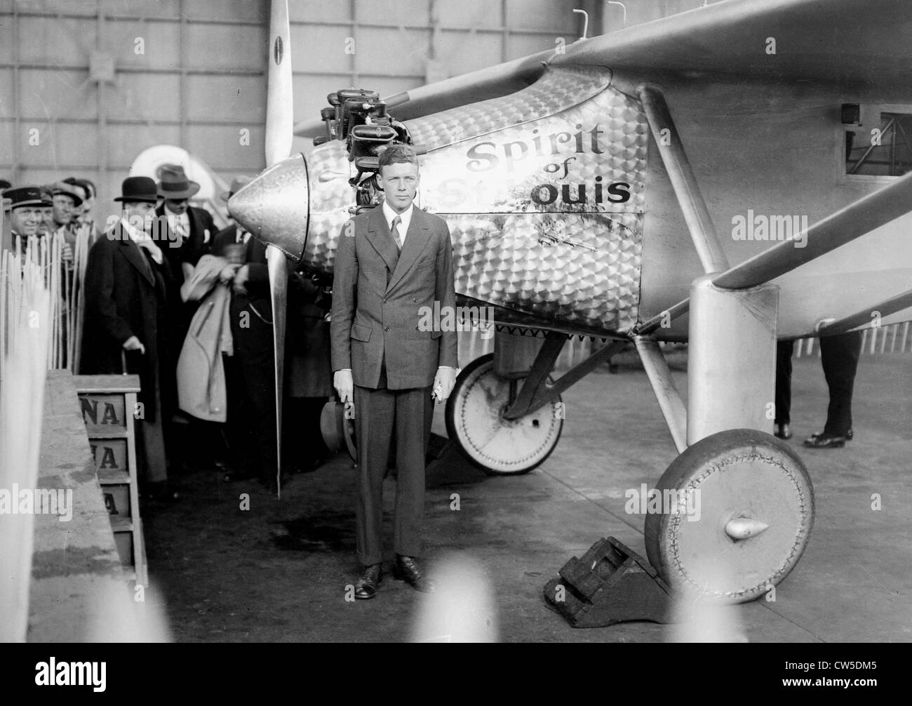 Charles Lindbergh. Atlantic crossing. Lindbergh next to the "Spirit of ...