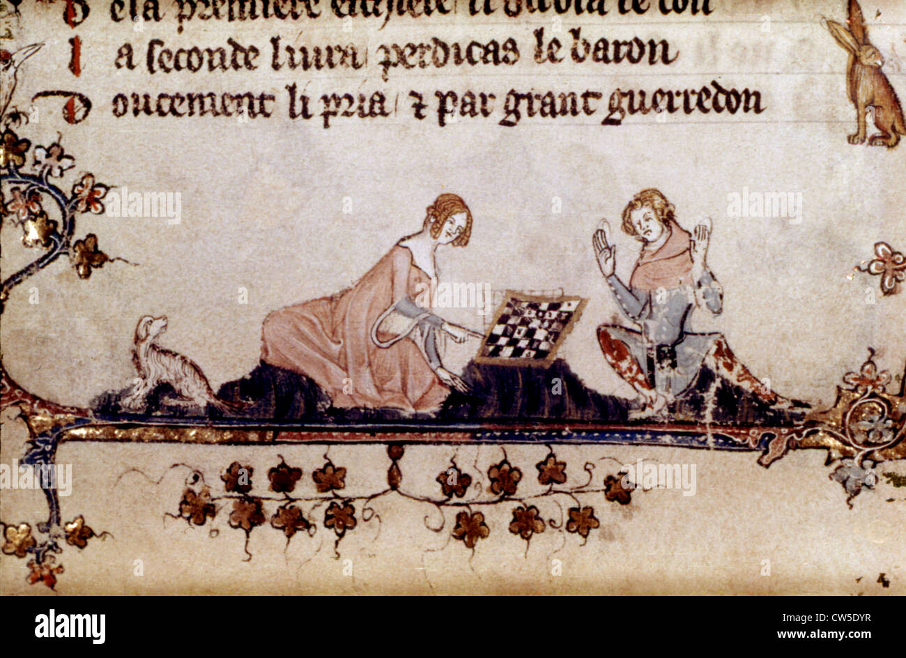 Miniature in "The Duchess' book". Allegory of chess Stock Photo - Alamy