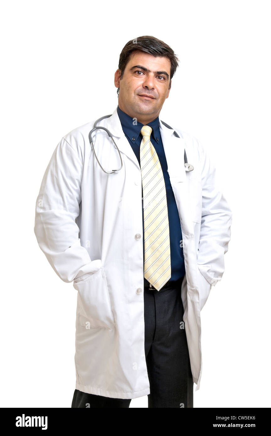 Doctor isolated against a white background Stock Photo - Alamy