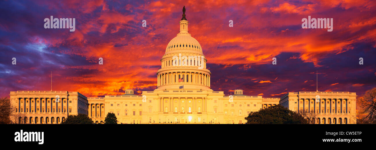 Composite image of the U.S. Capitol and dark sunset sky Stock Photo - Alamy