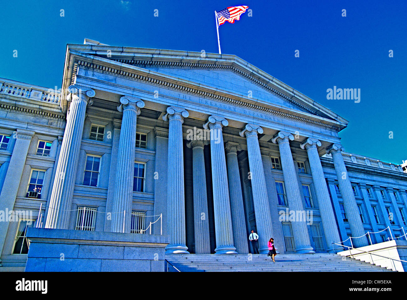 Digitally altered, high contrast image of the United States Department ...