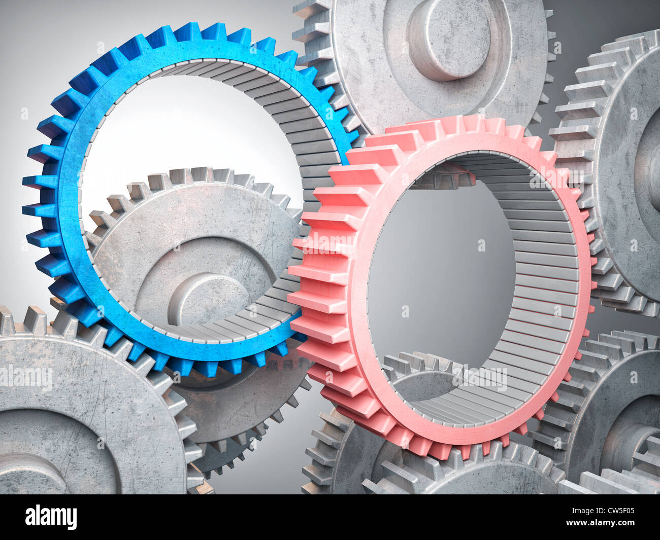 3d image of pink and blue metal gear Stock Photo - Alamy
