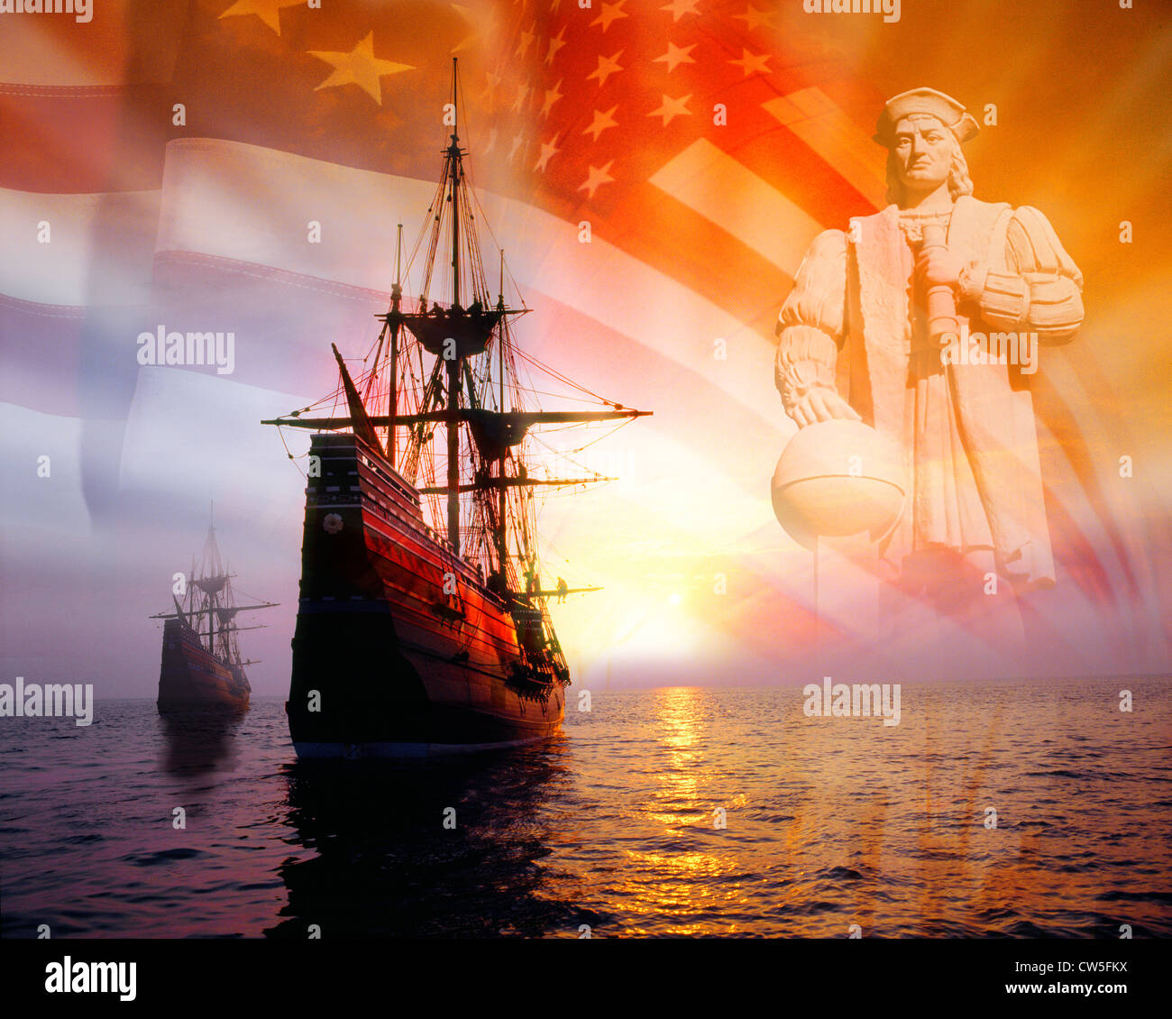 Christopher columbus american flag hi-res stock photography and images ...