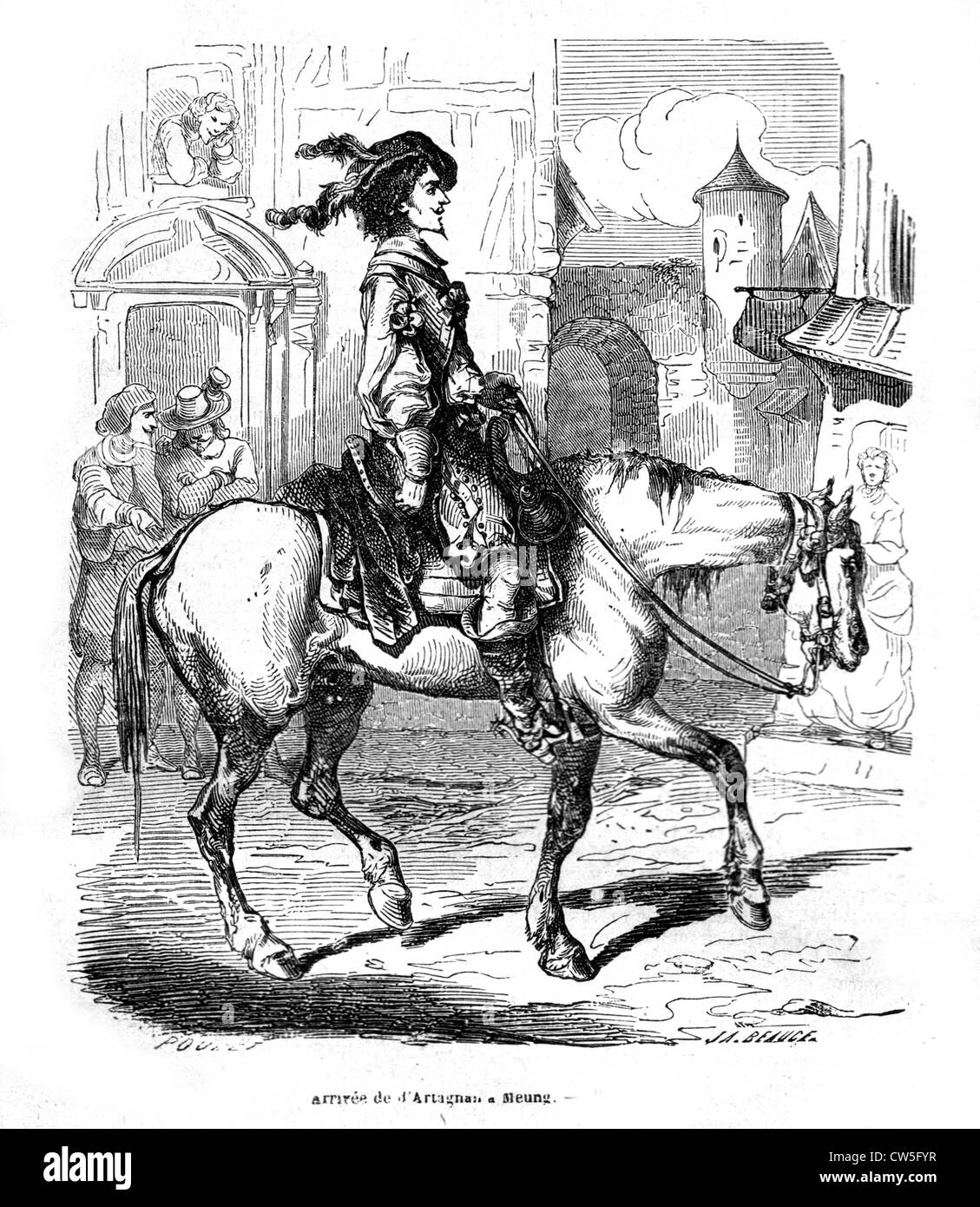 The Three Musketeers, D'Artagnan arriving at Meung Stock Photo - Alamy