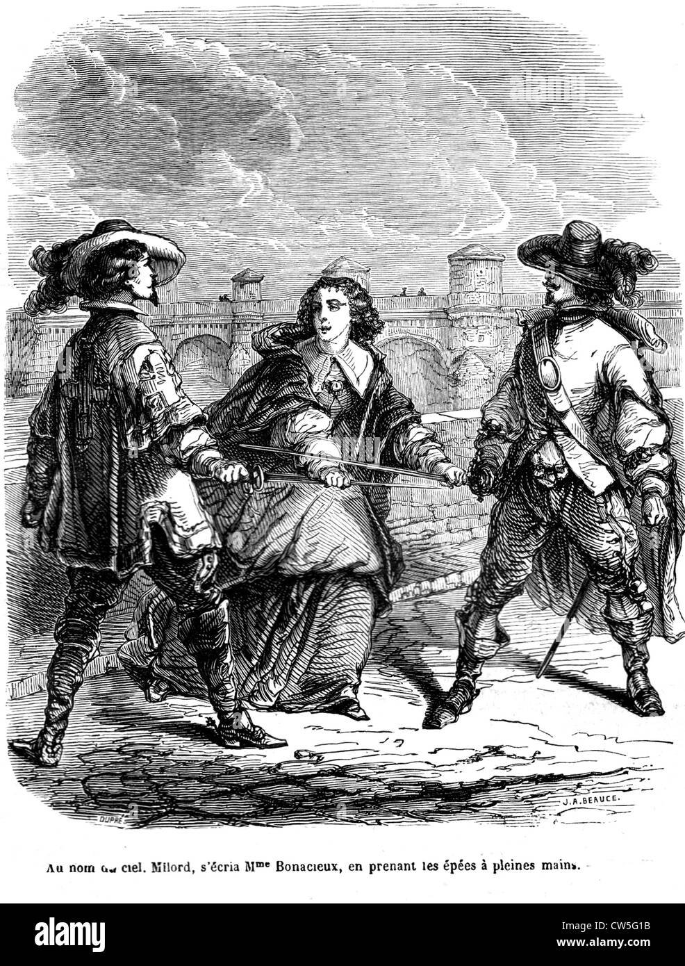 The Three Musketeers, Mrs Bonacieux with Lord Buckingham Stock Photo ...